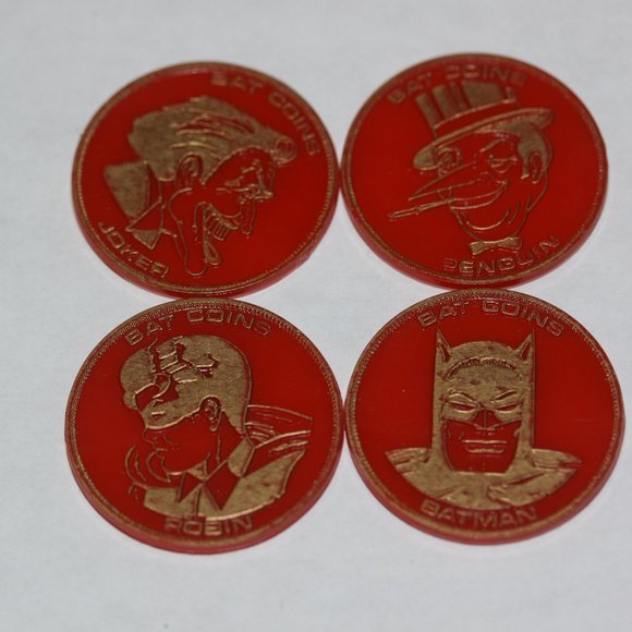Toys | 1966 Batman Lot Of 4 Bat Coin Coins Joker Penguin Batman Robin ...
